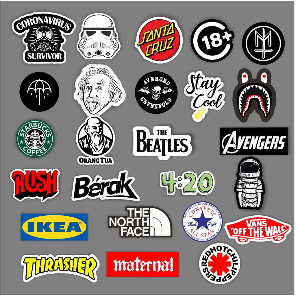 Jual Stiker Sticker Brand Distro pack isi 25 pcs VANGER THE BEATLE BAPE ...