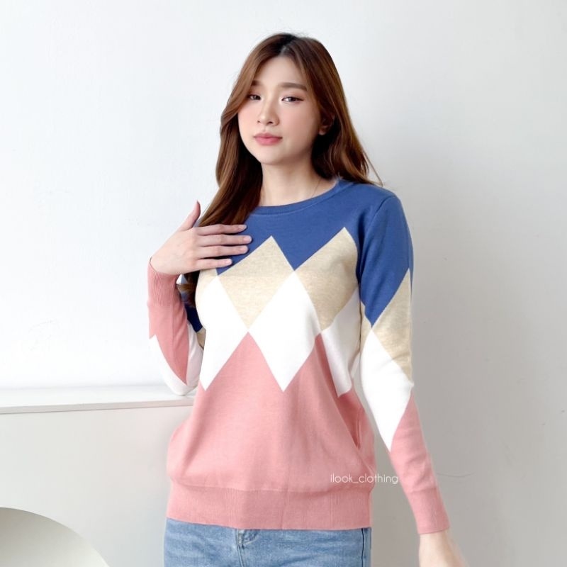 Jual ROULINE KNIT TOPS atasan sweater rajut katun tangan panjang halus adem tebal hijab friendly ...