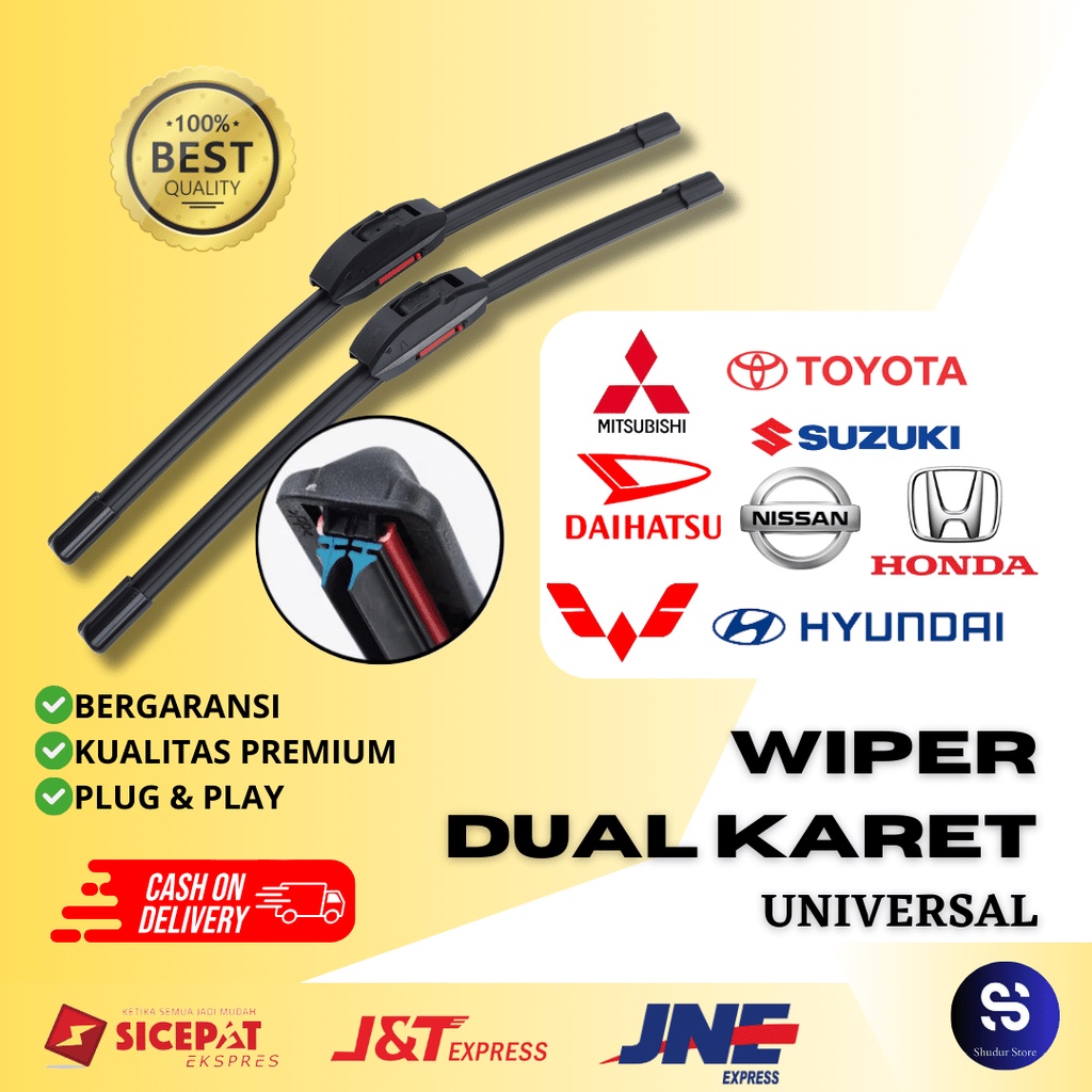 Jual Wiper Double Karet 2 Lapis Karet Frameless Model Karet Ganda Dual Karet Blade Universal ...