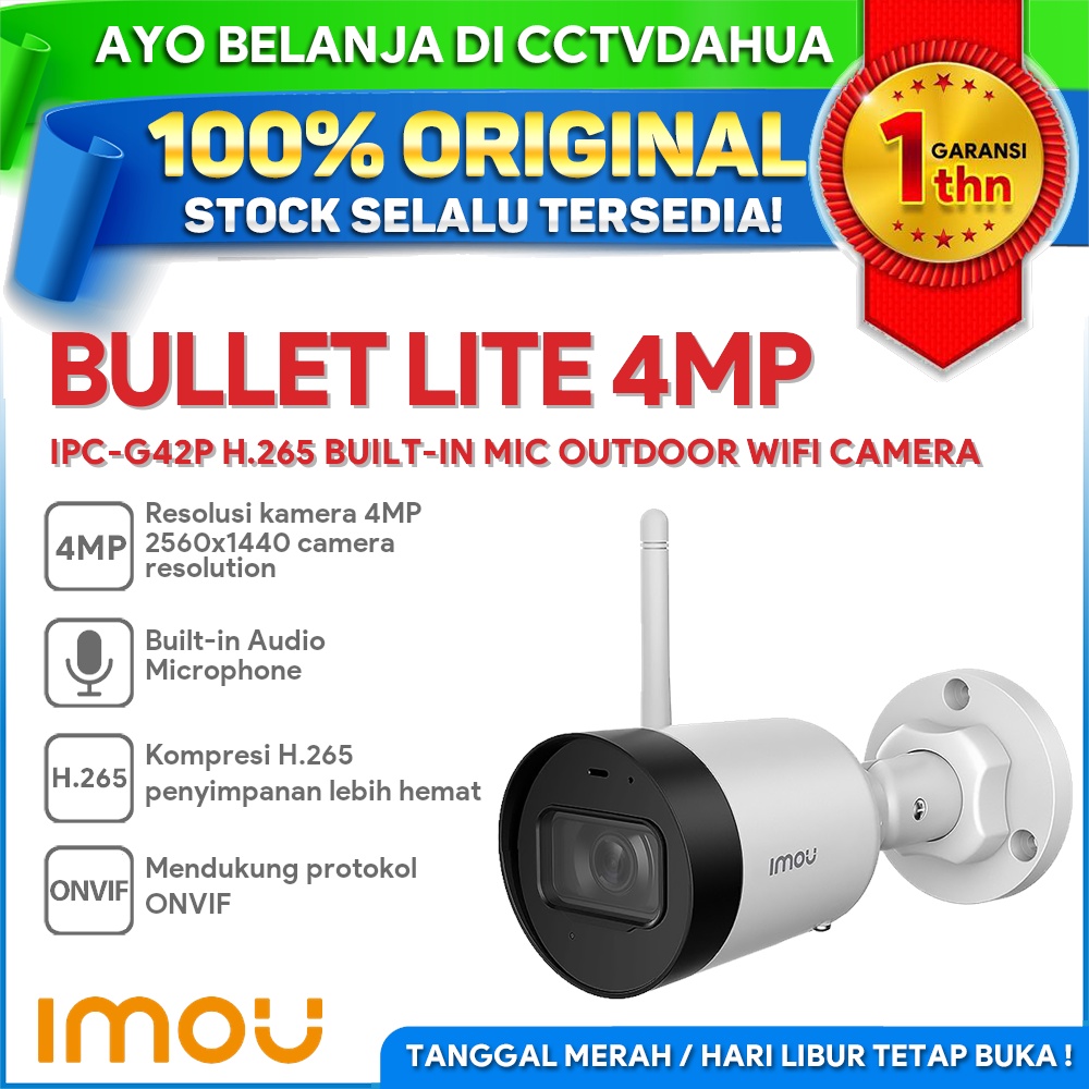 Jual IMOU BULLET LITE 4MP IPC-G42P H.265 BUILT-IN MIC OUTDOOR WIFI ...