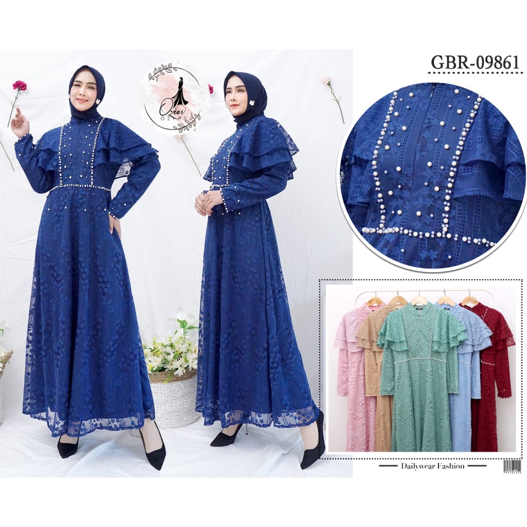 Jual BAJU MEWAH PESTA WANITA BROKAT GARDEN LACE 09861 I Gamis Formal Wisuda I Gamis Simpel ...