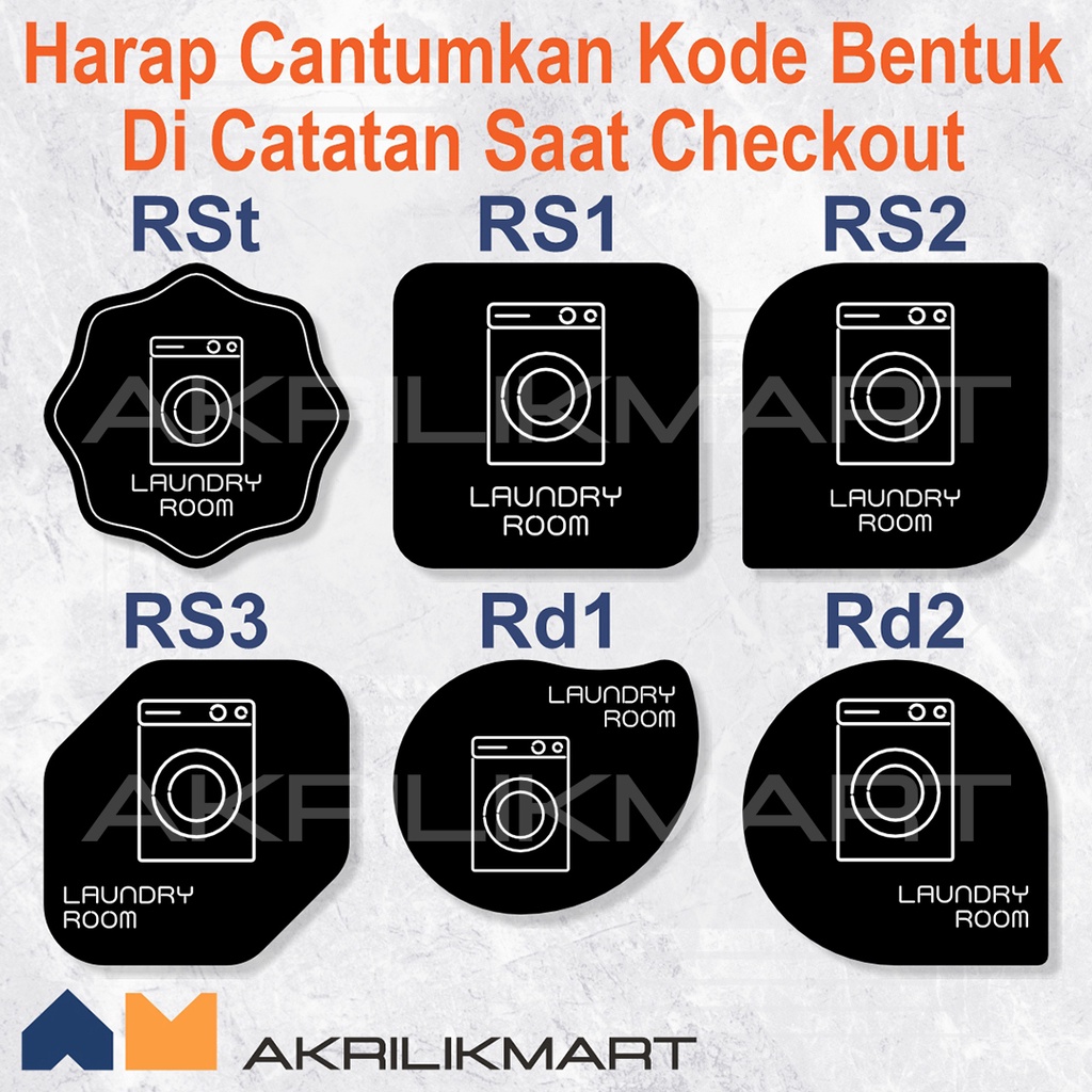 Jual Tulisan Laundry Room Sign Acrylic Tempel Dinding Papan Akrilik ...