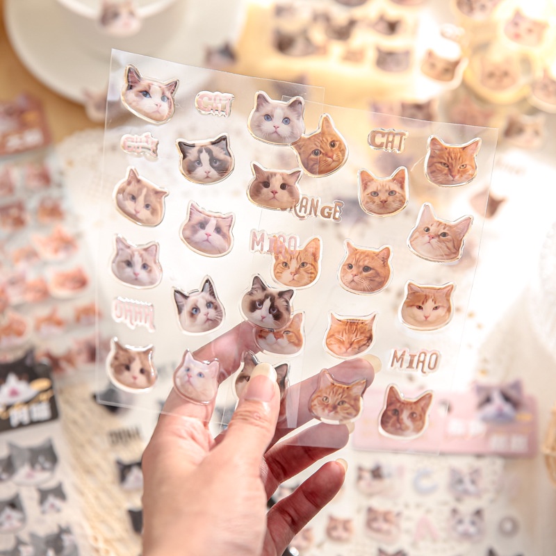 Jual [HARU] Cat Head Series Sticker Sheet Stiker Kucing Lucu Aesthetic ...