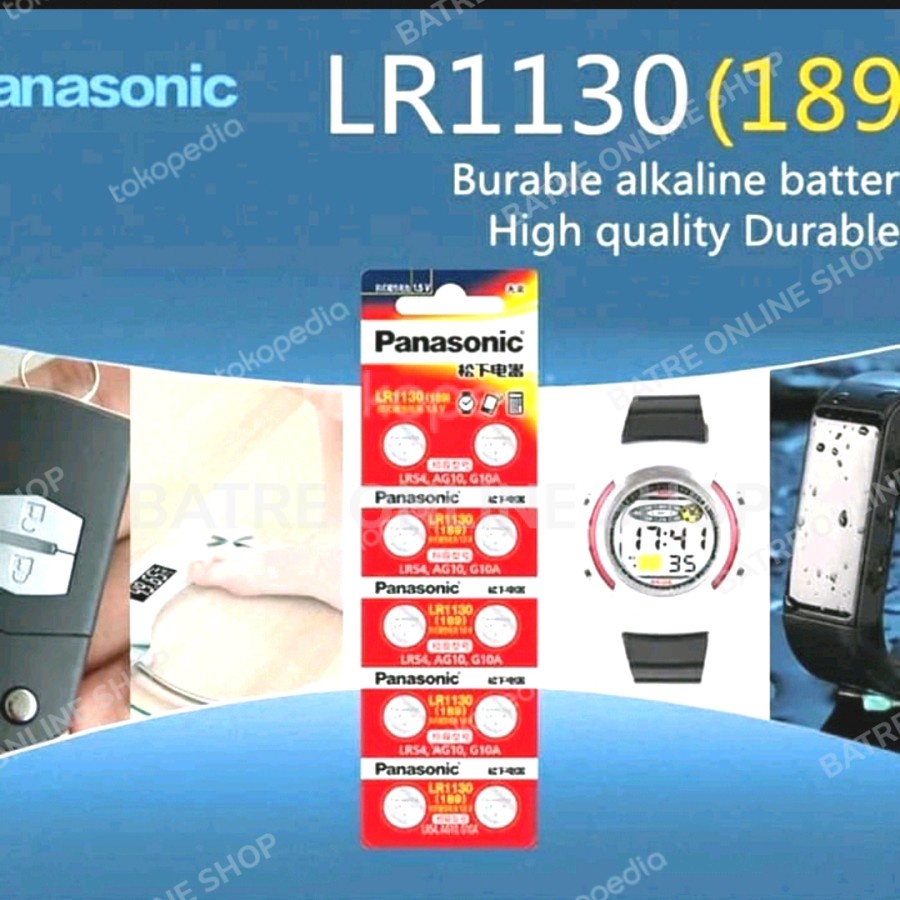 Jual Baterai/Batere/Battery Panasonic LR1130/AG10 isi 1 Pcs 1,5 Volt ...