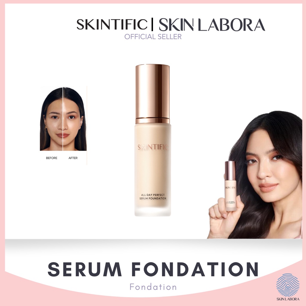 Jual SKINTIFIC All Day Perfect Serum Foundation Full Coverage 25ml 24 ...