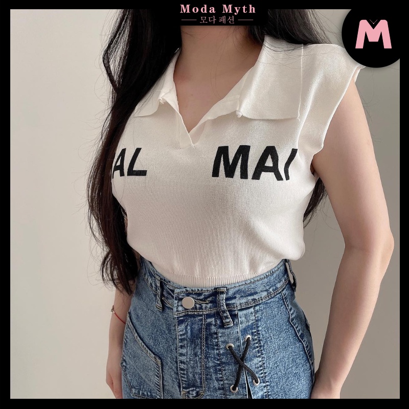 Jual MODAMYTH NT002 - ATASAN WANITA T-SHIRT SHOULDER KNIT TOP TANPA LENGAN PREMIUM KOREAN STYLE ...