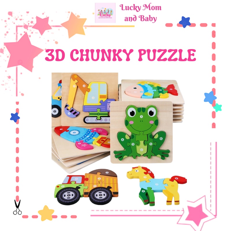 Jual [LMB] 3D Chunky Puzzle | Mainan Edukasi Anak - Baru | Shopee Indonesia