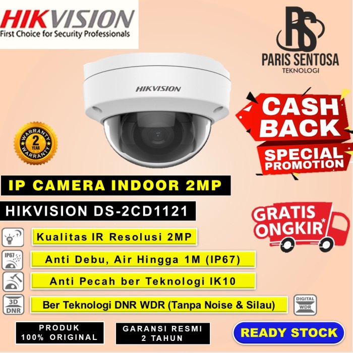 Jual HIKVISION IP CAMERA 2MP DS-2CD1121-I CCTV DOME INDOOR POE ONVIF IP67 | Shopee Indonesia
