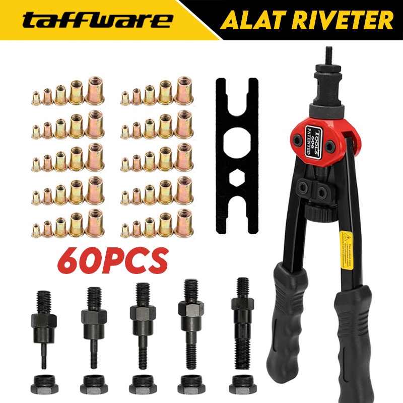 Jual Taffware Tang Rivet Alat Hand Riveter + 60PCS Nuts Gun M3-M10 ...