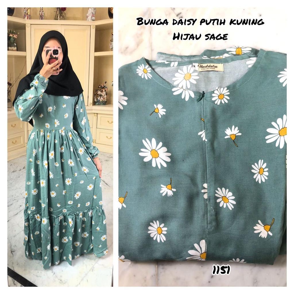 Jual GAMIS RAYON MOTIF BUNGA DAISY PUTIH KUNING (HIJAU SAGE) | Shopee ...