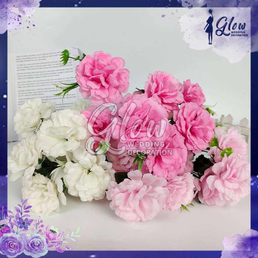 Jual Bunga Carnation Pom Pom Artificial SJ Anyelir Rose Flower Cabang 5 ...
