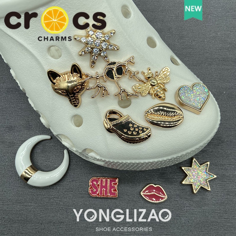 Jual crocs jibbitz charms Metal DIY Shoes Accessories Diamond Flower ...