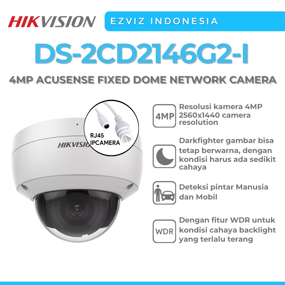 Jual HIKVISION DS-2CD2146G2-I 4MP ACUSENSE DARKFIGHTER FIXED DOME IP CAMERA | Shopee Indonesia