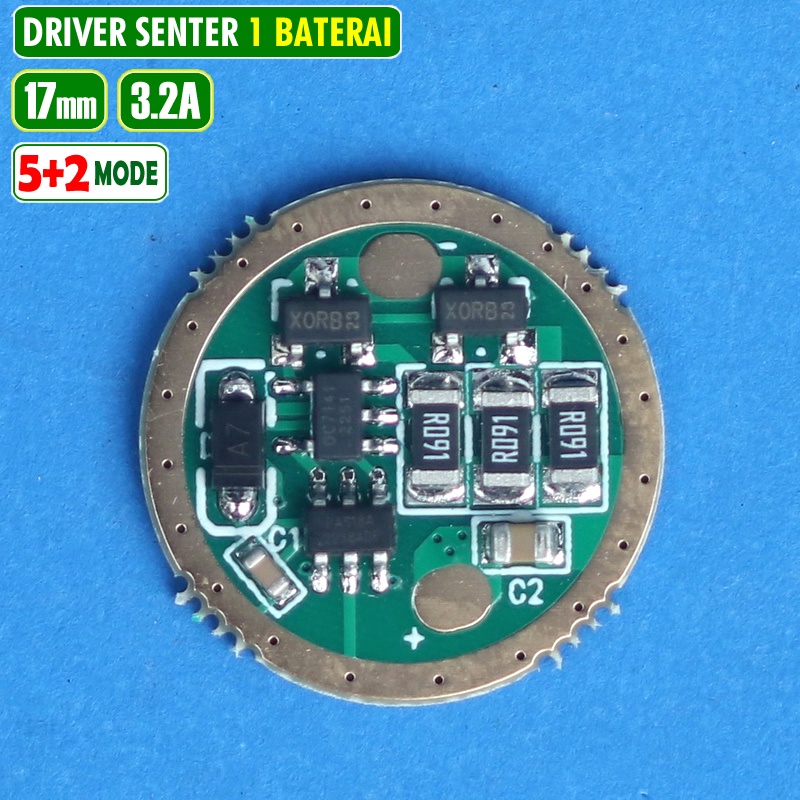 Jual Driver Senter 17mm 3A Led 10W Cree XML Osram IR XPL SST 5 Plus 2 ...