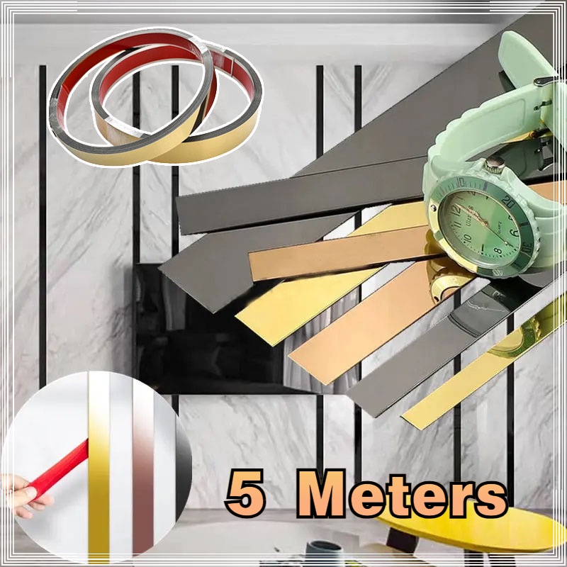 Jual 5M List Plat Strip Mirror Gold Stiker Stiker Dekorasi Lantai ...