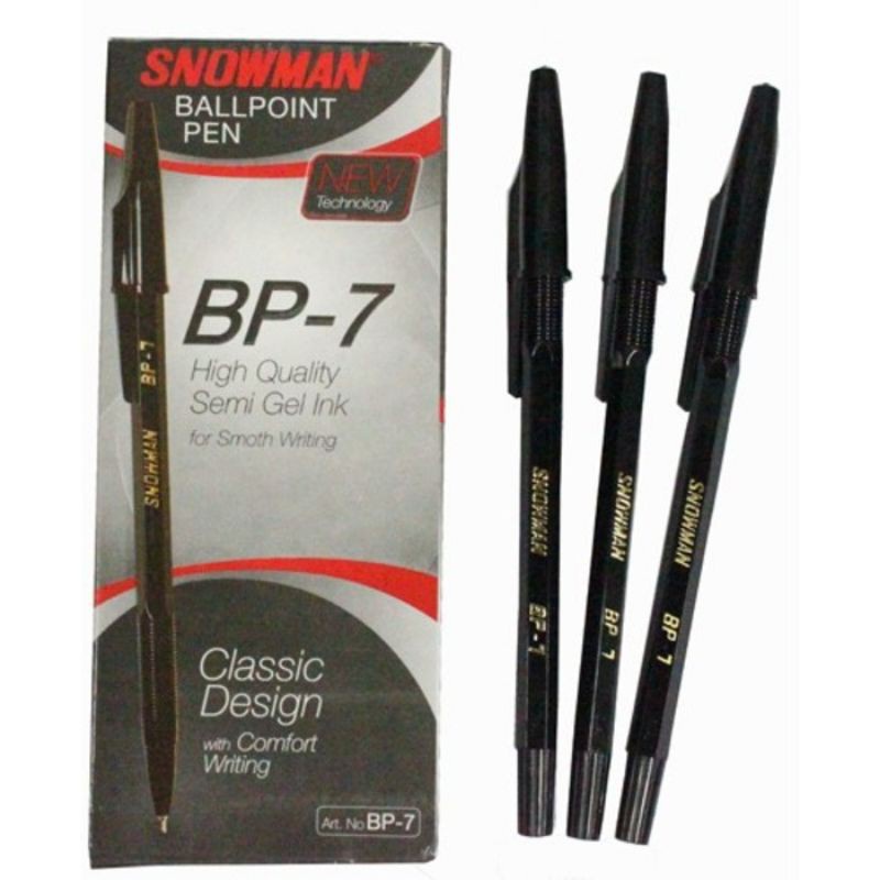 Jual Pulpen Bolpen Bolpoint Snowman BP-7 BP7 Hitam | Shopee Indonesia