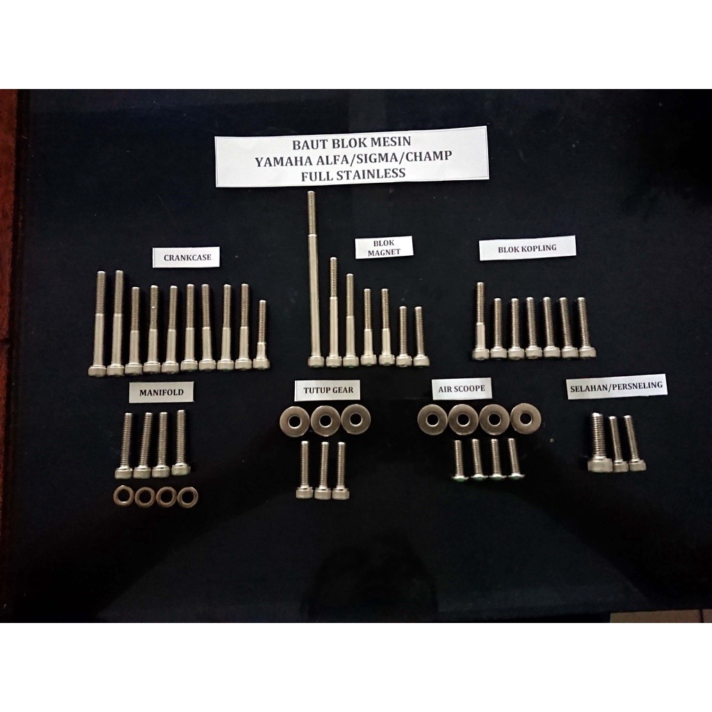 Jual Baut Set Mesin crankcase yamaha Alfa Sigma Champ full Stainless | Shopee Indonesia