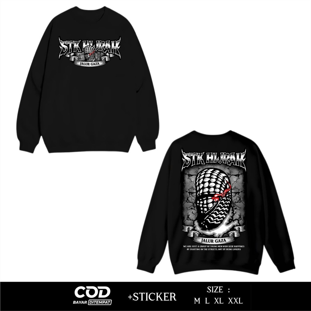 Jual Sweater PSHW STK Hijrah Jalur Gaza Desain Terbaru Sablon Dtf Print ...
