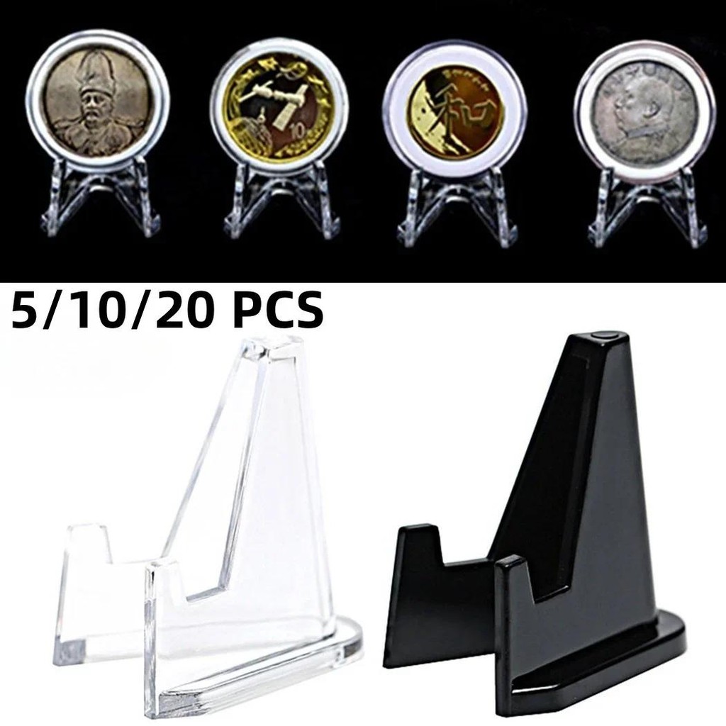 Jual 5/10/20Pcs Coin Display Easel Holder Acrylic Stands Small Rack For ...