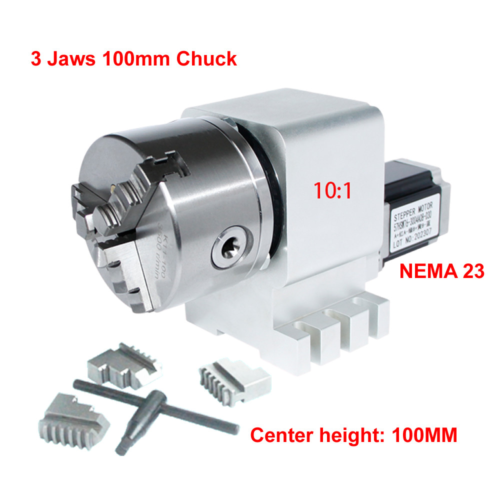 Jual CNC A 4th Axis Rotary Axis Gearbox Reducer NEMA 23 Stepper Motor ...