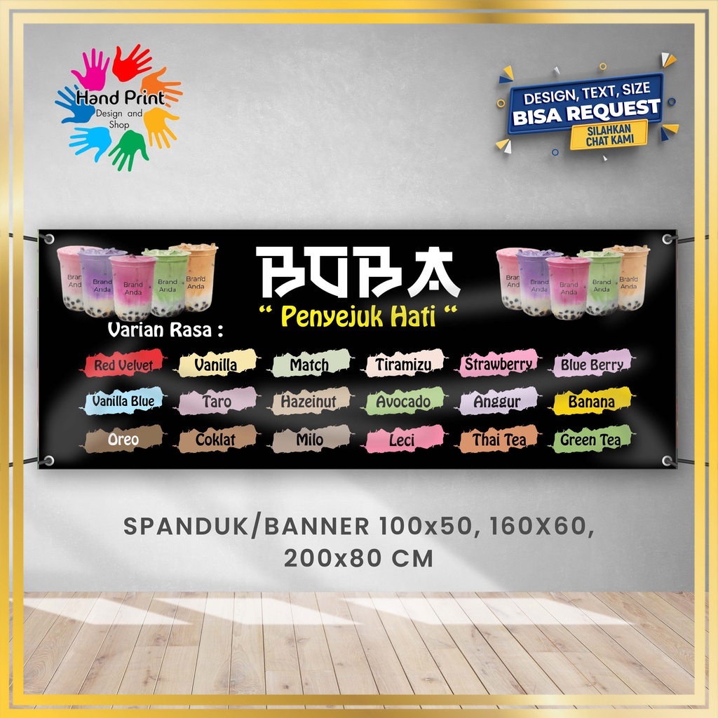Jual SPANDUK / BANNER Es Boba Hitam B Bisa Request Desain | Shopee ...
