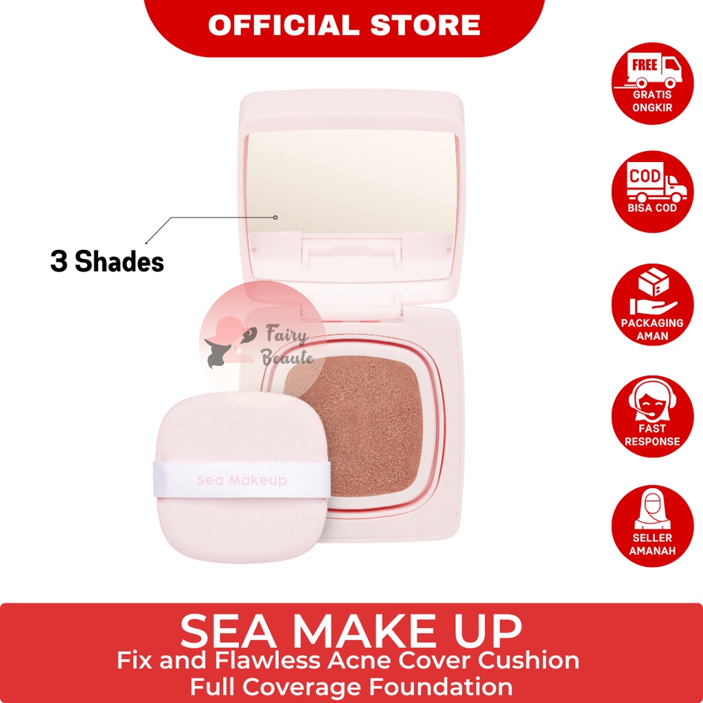Jual Sea Makeup Fix and Flawless Acne Cover Cushion Full Coverage ...