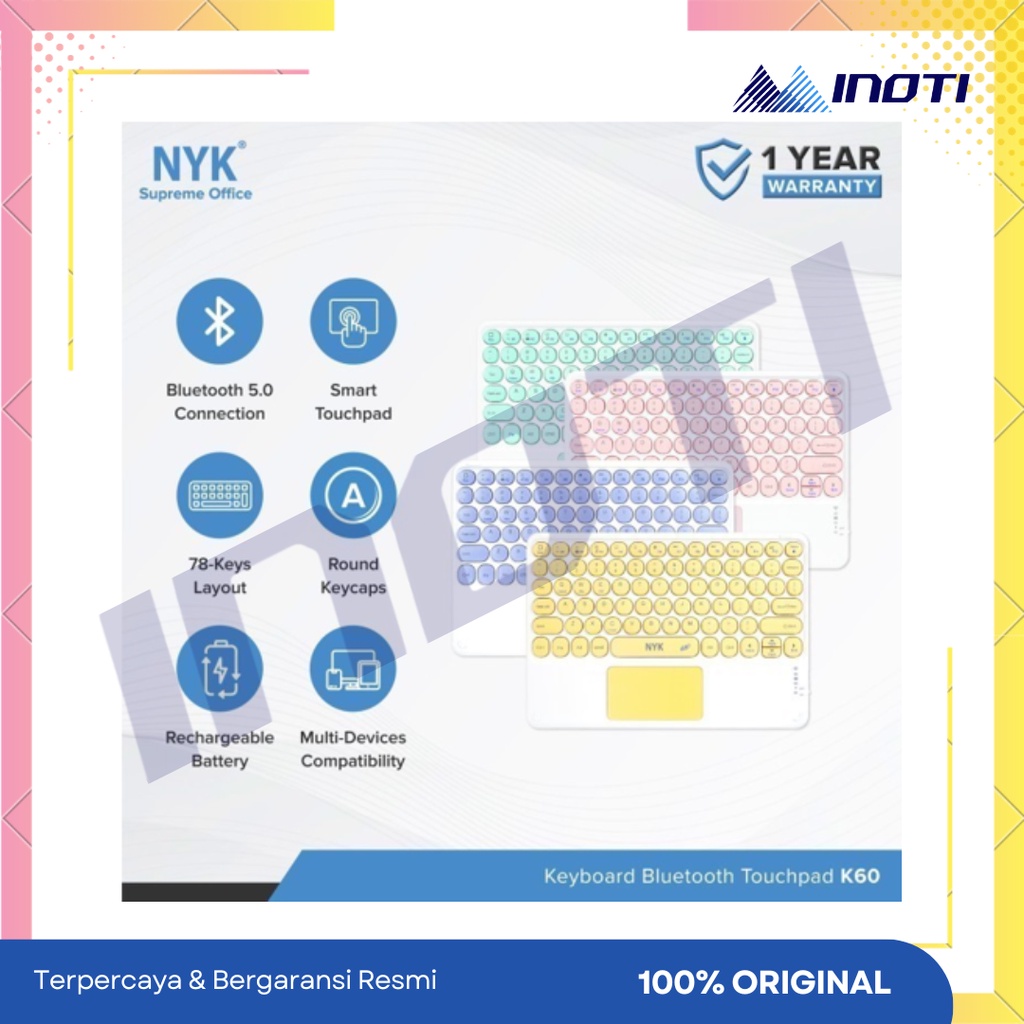 Jual Keyboard Bluetooth Mini NYK Ungu Touchpad K60 | Shopee Indonesia