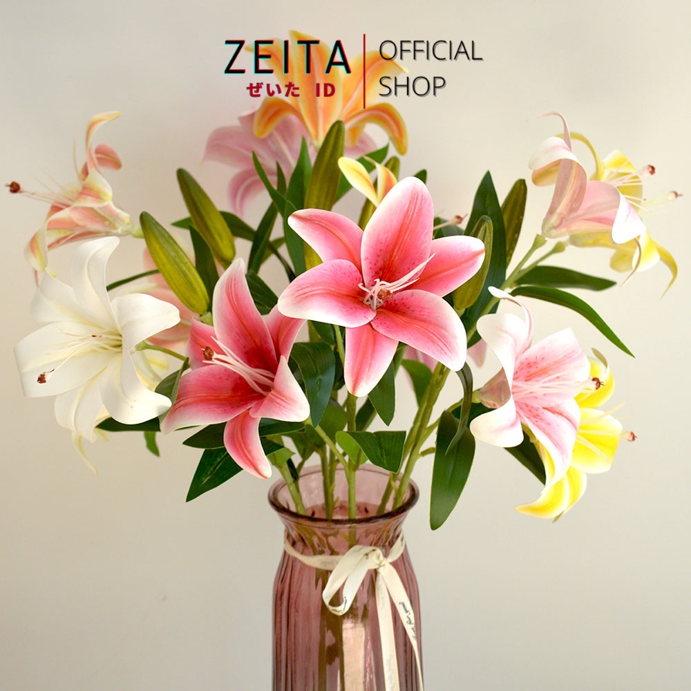 Jual Zeita - Bunga L2 Lily Latex Cabang 2 Artificial Bunga lili Palsu ...