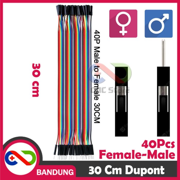 Jual 40PCS JUMPER CABLE KABEL 30CM MALE TO FEMALE DUPONT FOR BREADBOARD ...