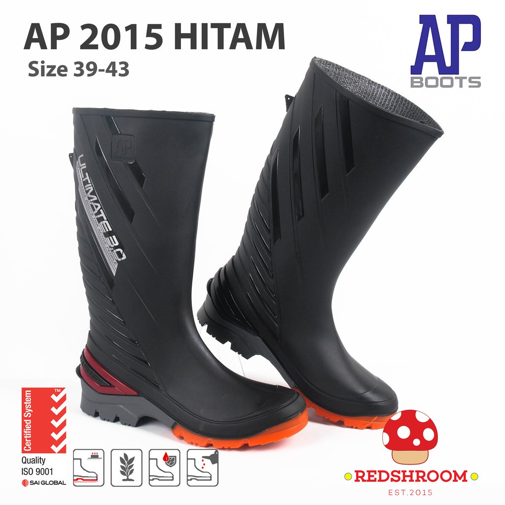 Jual Sepatu Boot Tinggi AP ULTIMATE 2015 AP Boots Hitam Karet Lokal ...