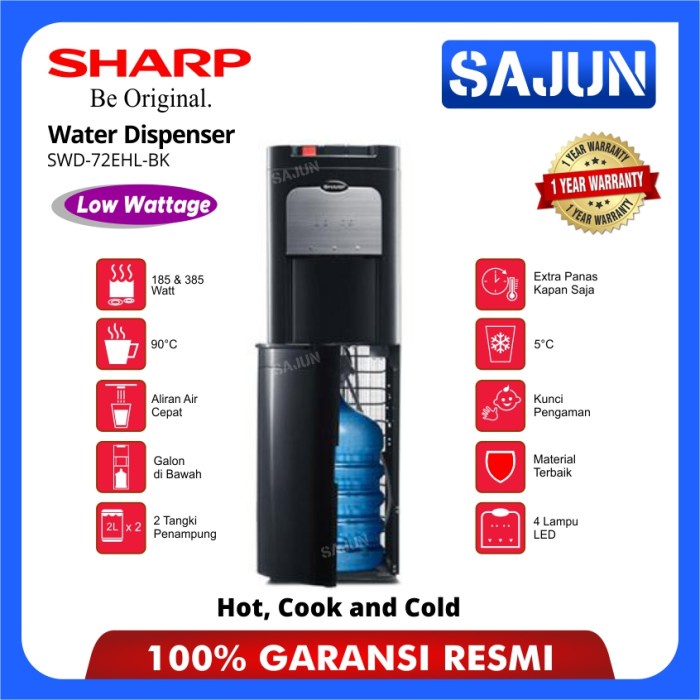 Jual Sharp Water Dispenser SWD-72EHL Dispenser Air Galon Bawah | Shopee ...