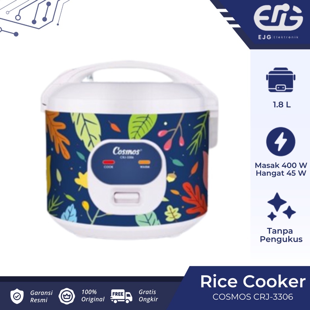 Jual COSMOS Rice Cooker/ Magic Com CRJ3306 Biru 1.8 Liter CRJ-3306 ...