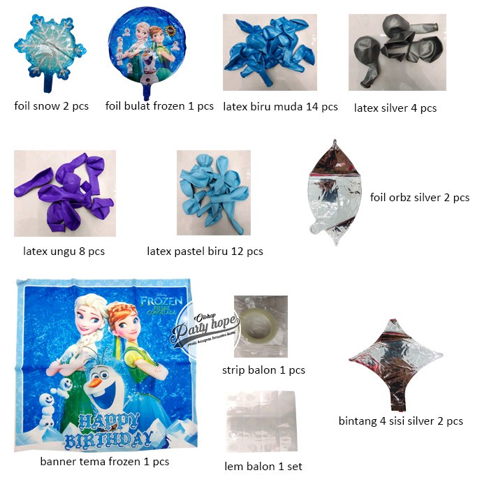 Jual set dekor balon forzen 1 / Paket Dekor Balon HBD frozen elsa dan ...