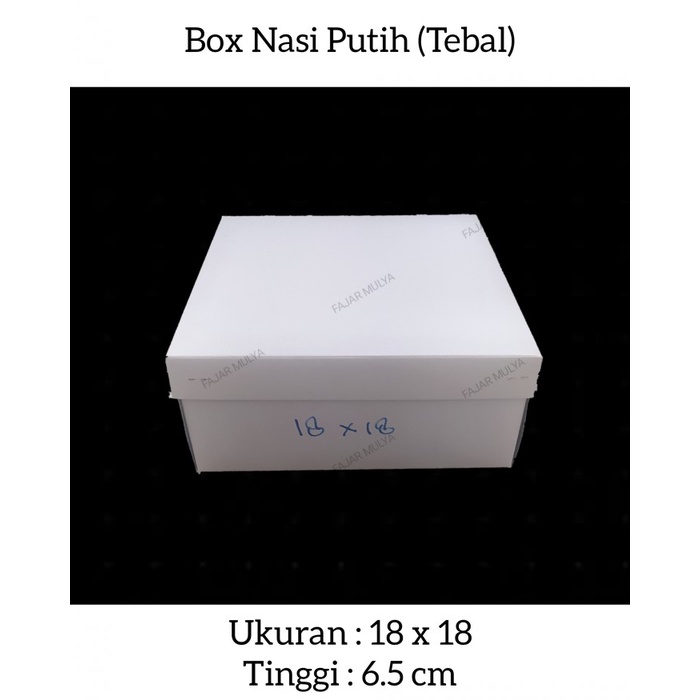 Jual Fajar Mulya - Dus Nasi / Box Nasi Putih / Kotak Nasi / Ukuran 18x18 (Tebal) @25 pcs ...