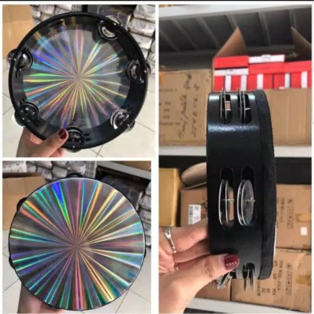 Jual Tamborin 8 Inch Hologram Double Kecrekan Tambourine Tamborine ...