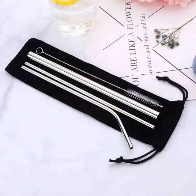 Jual HBM Sedotan Stainless Paket 5in1 Peralatan Minum Set Sedotan Besi ...