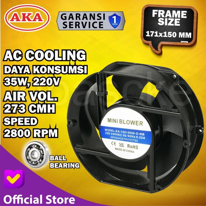 Jual Axial Fan Kipas Cooling Fan Panel Oval 17 CM AKA AC 220V 17.2x15 ...