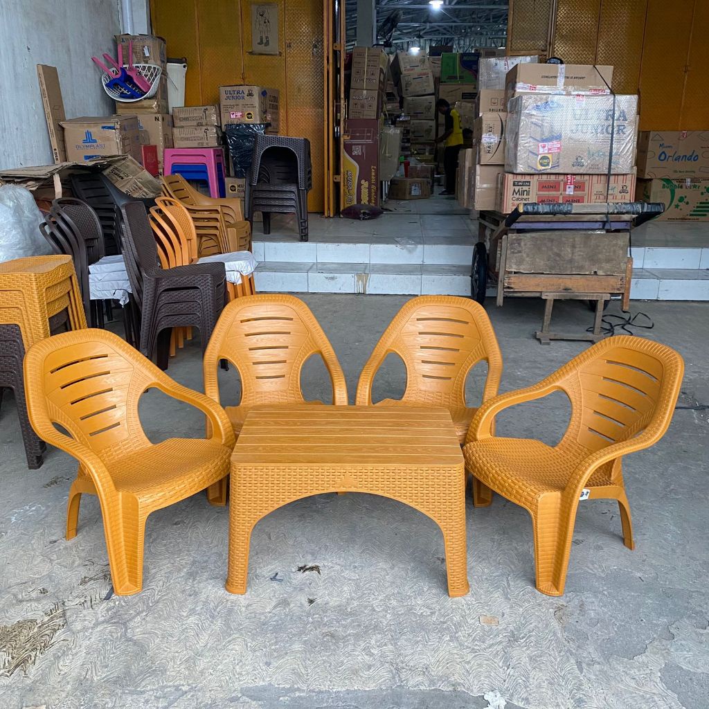 Jual OLYMPLAST - set meja dan kursi | 1 Set 4 Kursi Santai Plastik OL ...