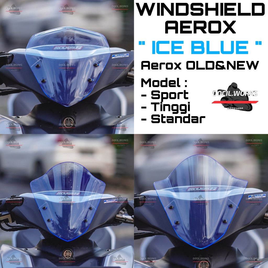 Jual Winshield windshield Aerox ICE BLUE sporty, visor aerox Standar ...
