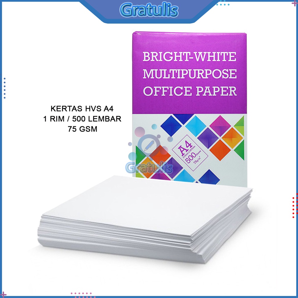 Jual KERTAS HVS A4 BMO [1 RIM] / KERTAS PRINTER PUTIH 75GSM / KERTAS FOTOCOPY BRIGHT WHITE ...
