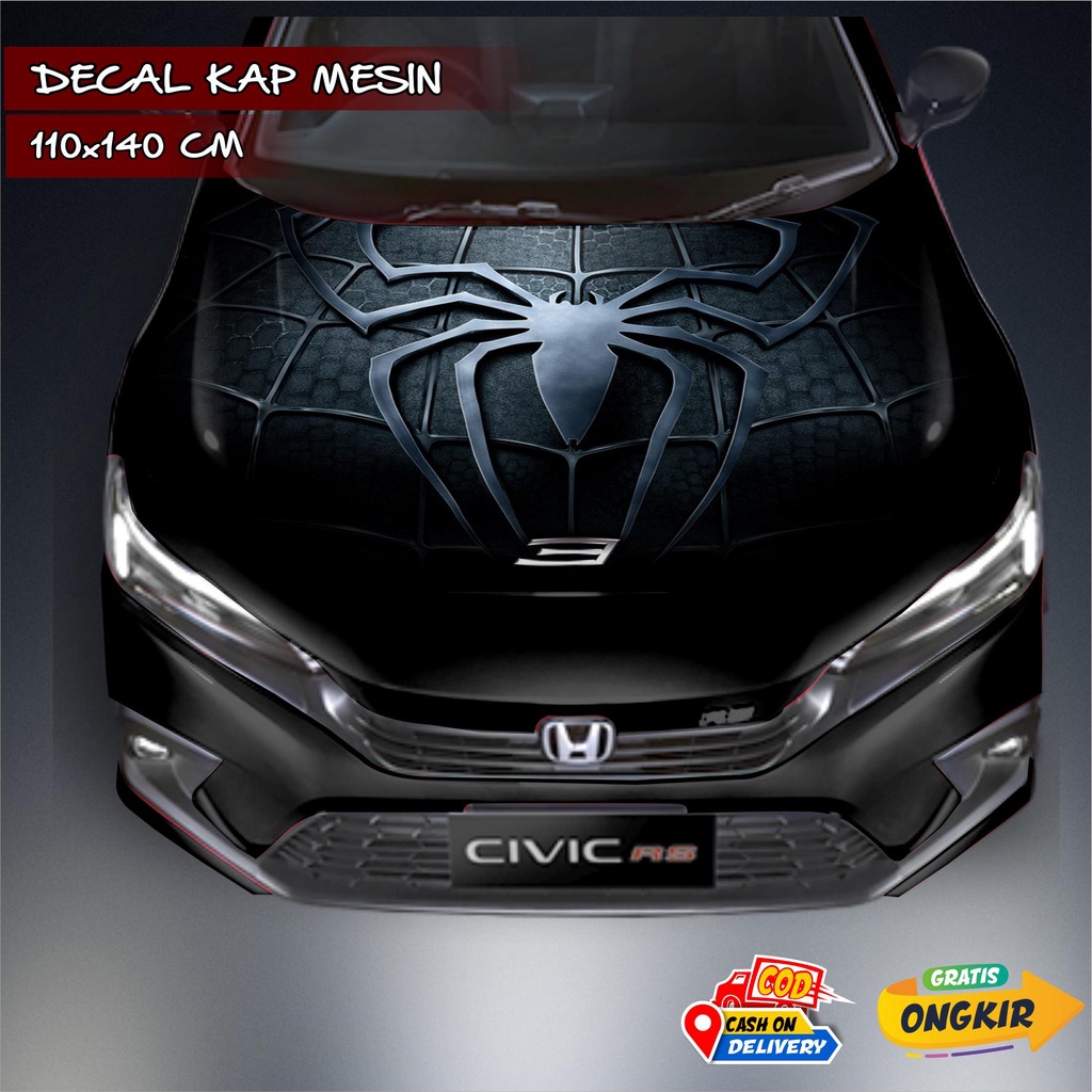 Jual DECAL STICKER KAP MOBIL MODEL SPIDERMAN STICKER PRINTING | Shopee ...
