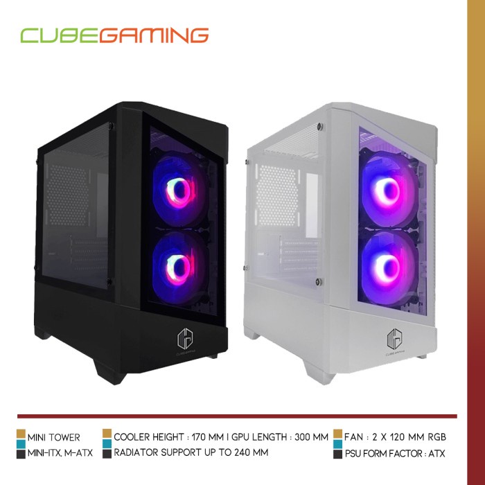 Jual CUBE GAMING LEORIC | Small Gaming Case With Tempered Glass ...