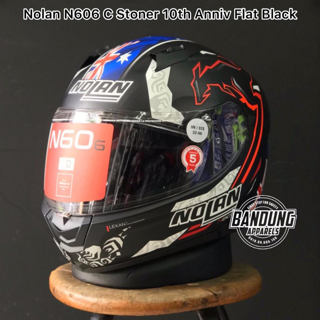 Jual Helm Full Face Nolan N606 C Stoner 10th Anniversary Flat Black #052 | Shopee Indonesia