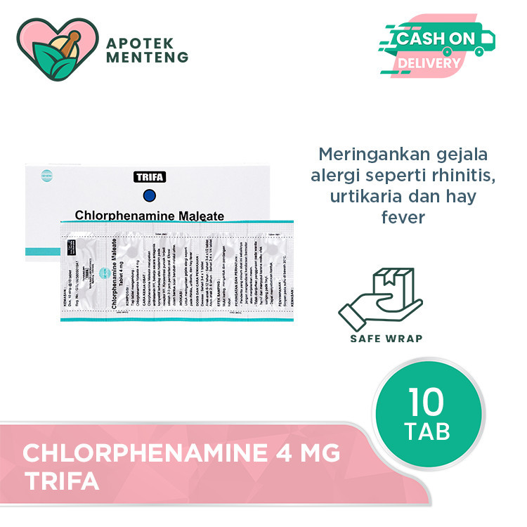 Jual Chlorphenamine Maleat 4 Mg Trifa Strip 10 Tablet - Obat Alergi ...