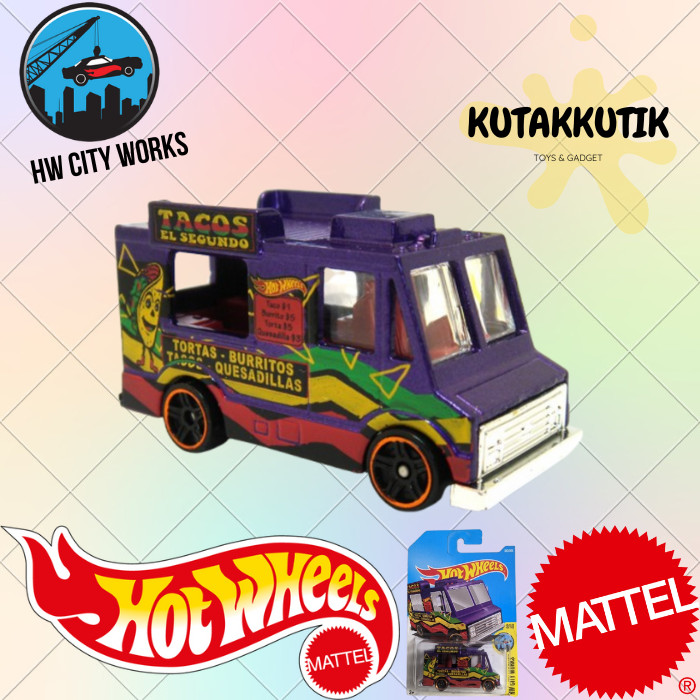 Jual Hot Wheels Mobil Food Truck Quick Bite Ungu Tacos El Segundo HW City Works | Shopee Indonesia