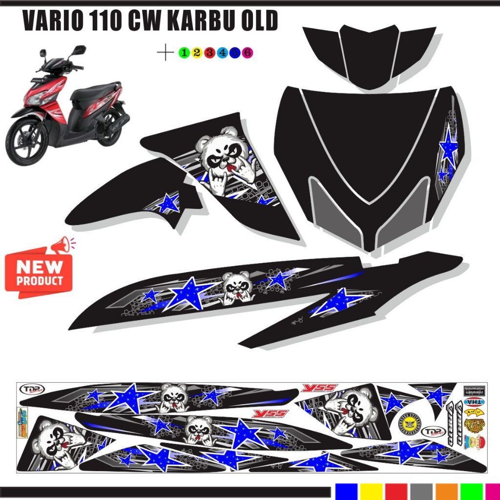 Jual STIKER STRIPING POLET MOTOR VARIO CW OLD 110 / VARIASI STRIPING VARIO CW MOTIF KEREN PANDA ...