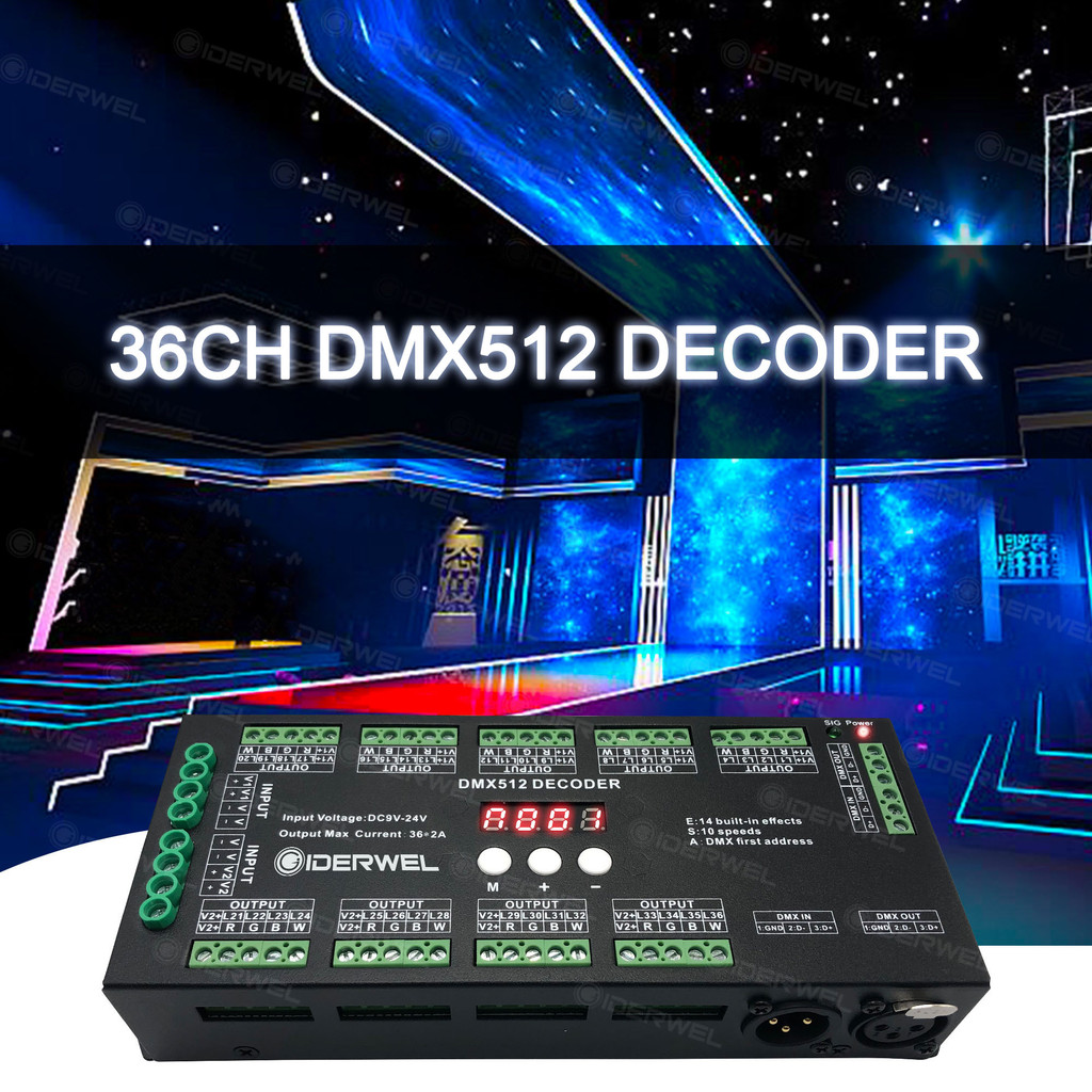 Jual 36 Channel 4CH DMX512 Decoder RGB LED Strip Lights Controller Decoder Dimmer Driver DC9V ...
