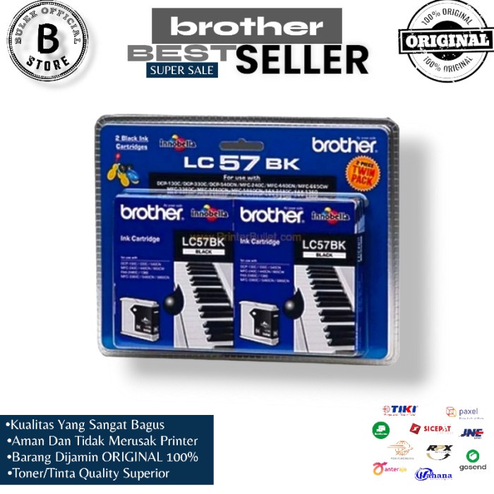 Jual Tinta Brother LC 57 Black (TWIN PACK) ORIGINAL 100% | Shopee Indonesia
