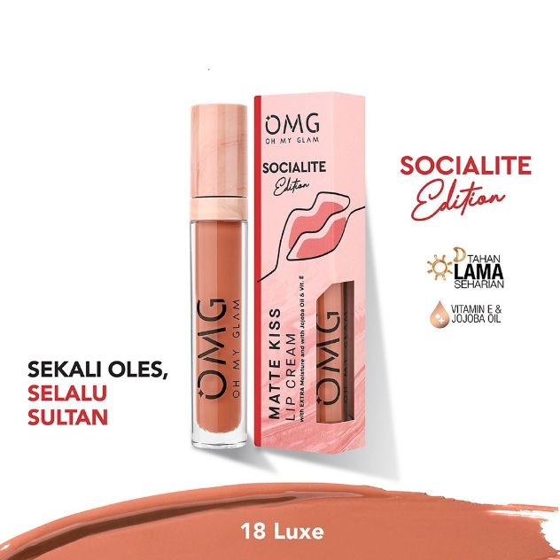 Jual OMG OH MY GLAM Matte Kiss Lip Cream Socialite Edition - 18 Luxe ...