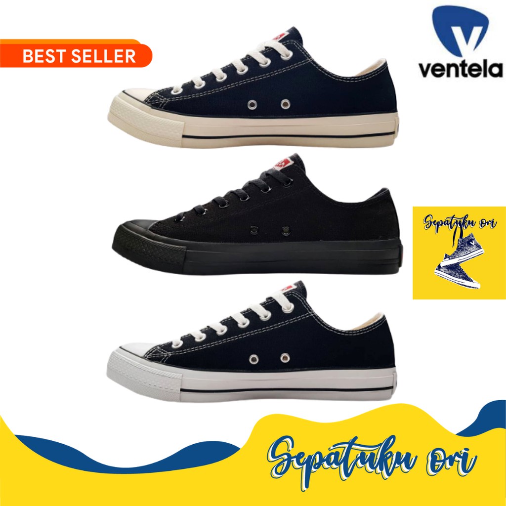Jual Sepatu Ventela Ethnic Low Black Natural White Full All Black | Vantela Ventella Ethnic Low ...